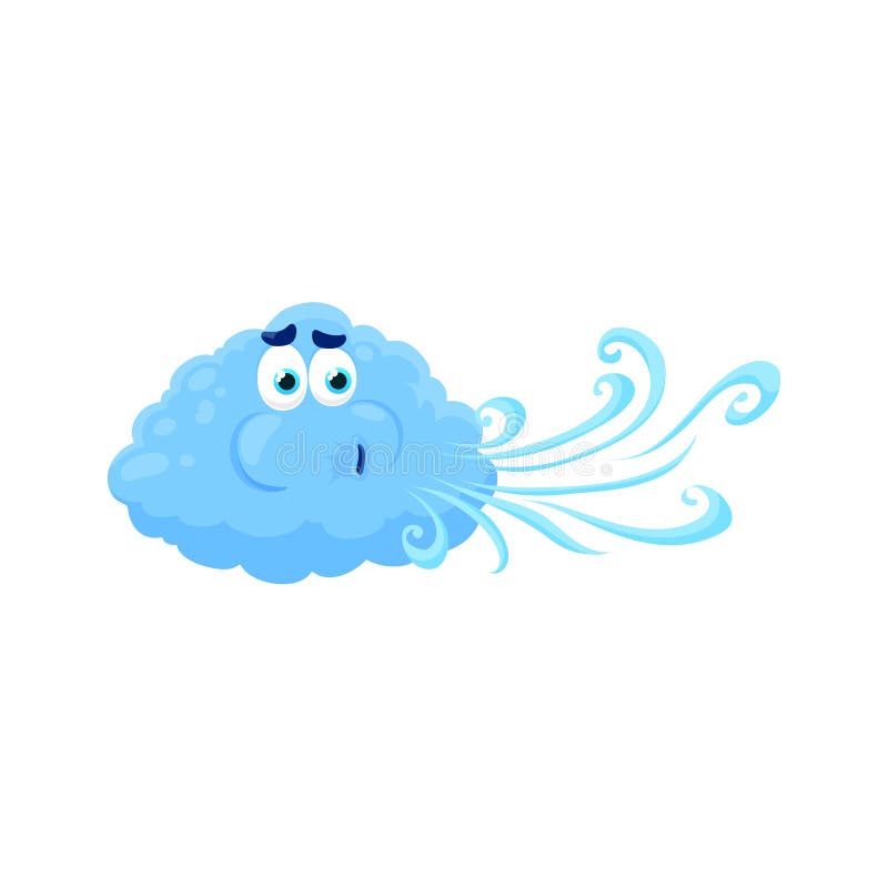 Cartoon Wind Character Vector Blue Whimsical Cloud Stock Vector ...