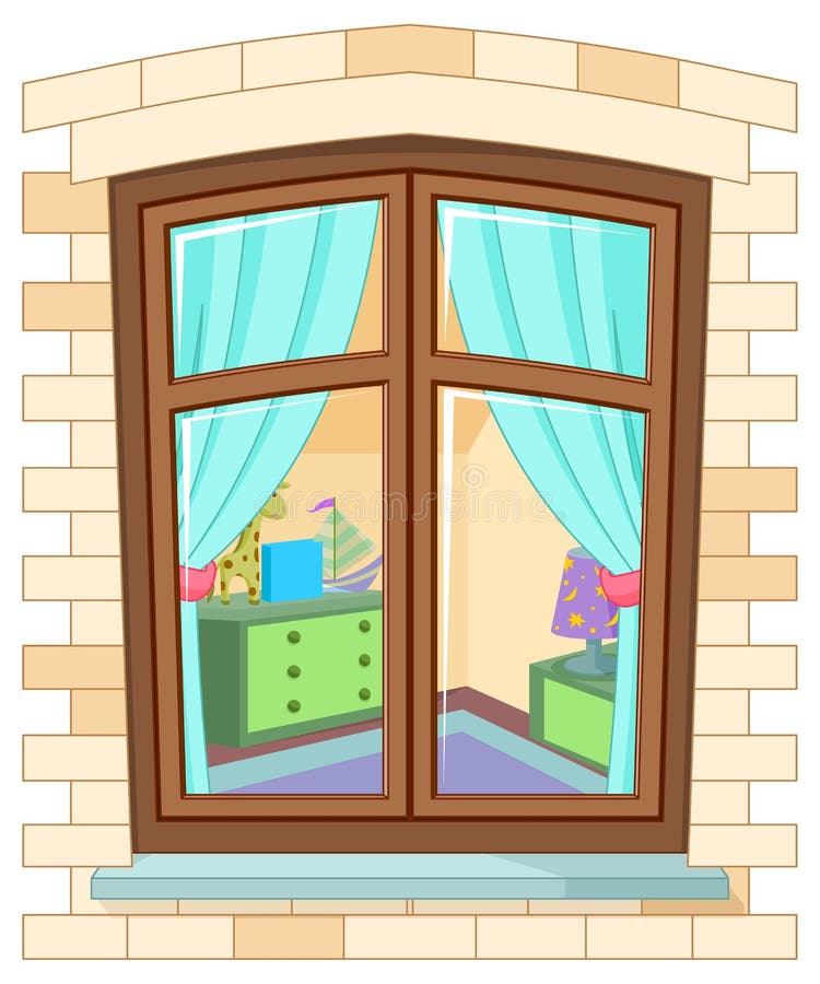 Cartoon window stock vector. Illustration of indoors - 28889163