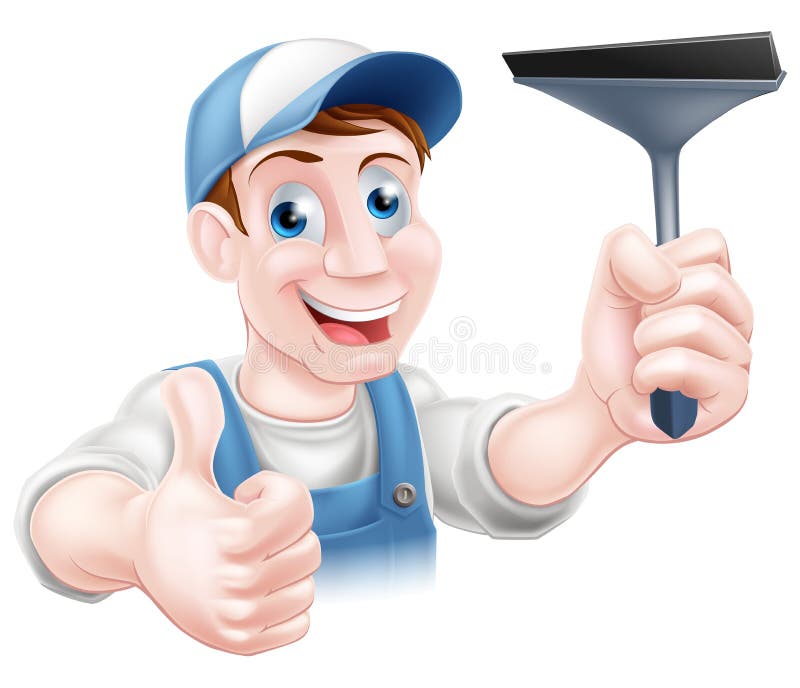 Cartoon window cleaner stock vector. Illustration of squeegee - 50369679
