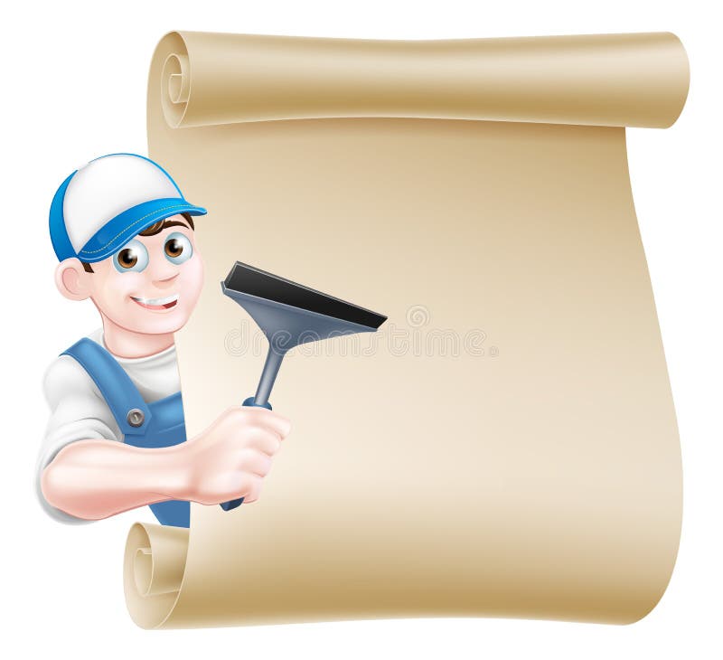 Cartoon window cleaner stock vector. Illustration of squeegee - 50369679