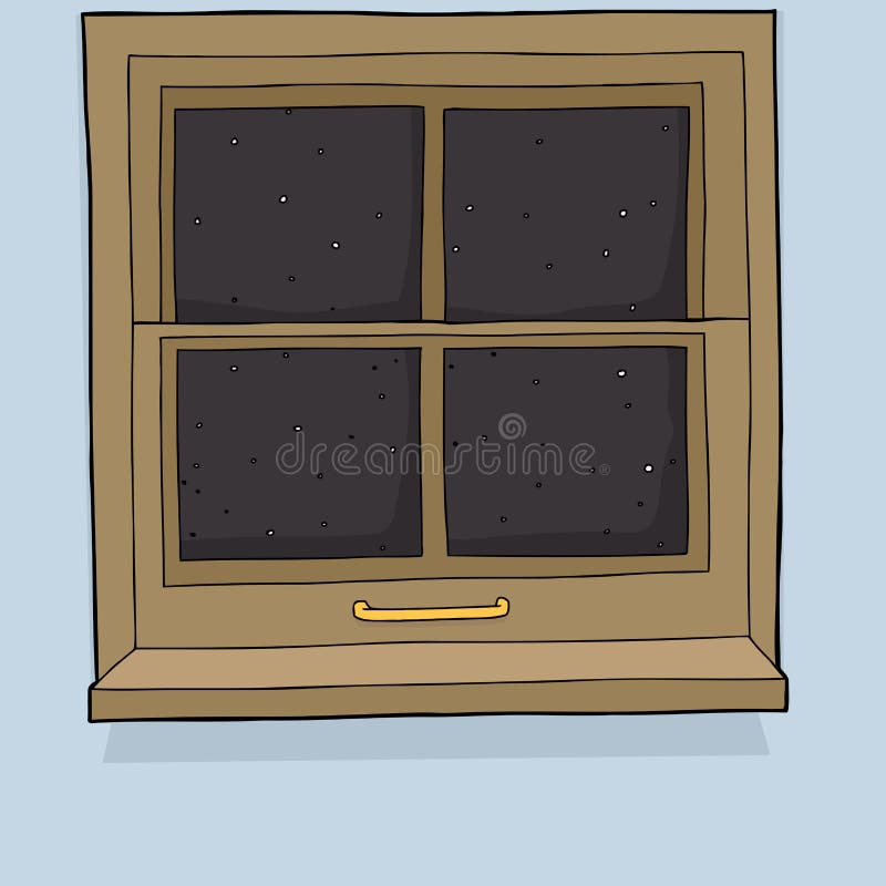 Cartoon Window with Evening View Stock Illustration - Illustration of ...