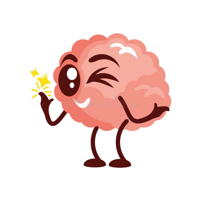 Cartoon winking brain stock vector. Illustration of mascot - 319333598