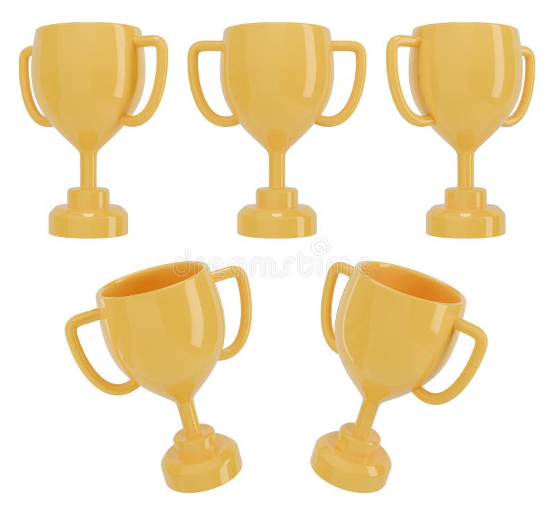Cartoon Winner Cup Set in Different Positions. Trophy Awards. 3D ...