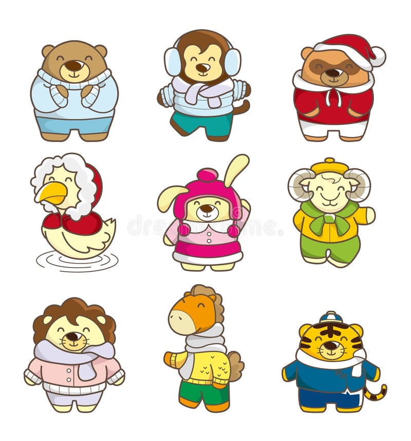 Various Cute Winter Animals Stock Vector - Illustration of penguin ...