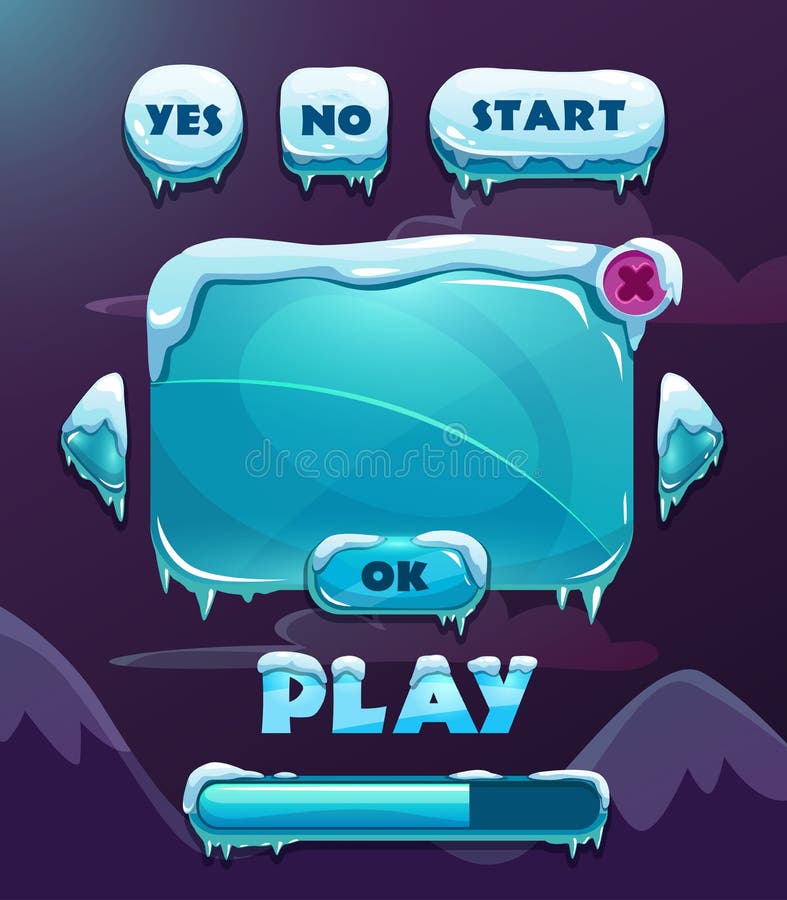 Cartoon Winter Game User Interface Stock Illustration - Illustration of ...