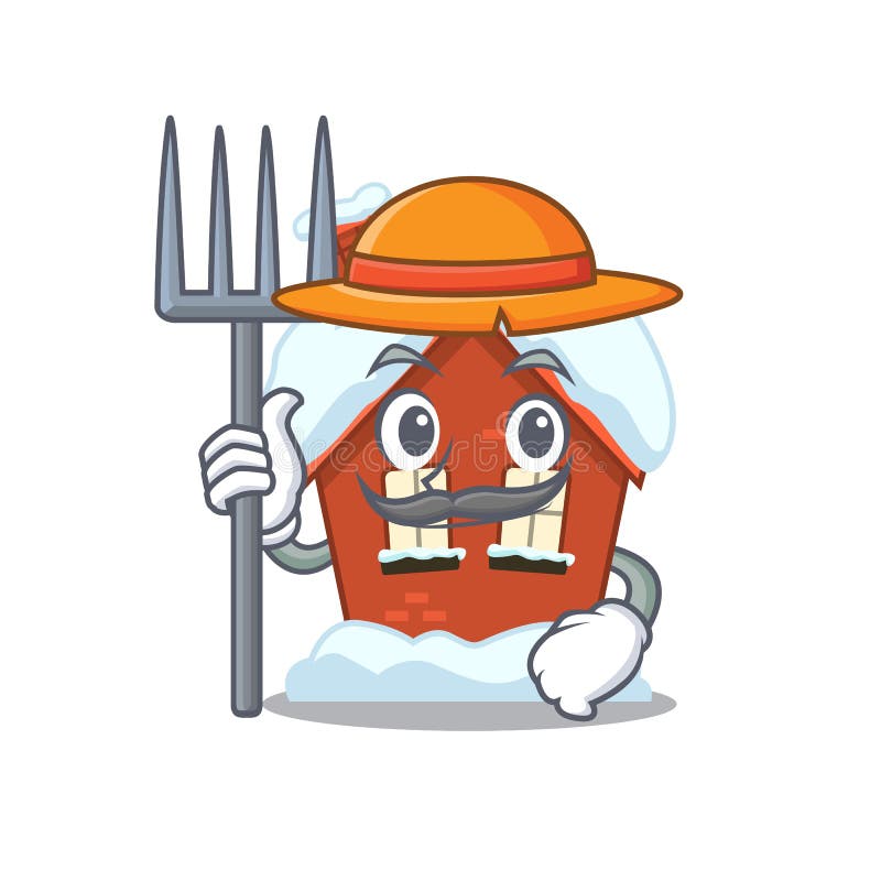 Cartoon Winter House with in Farmer Character Stock Vector ...