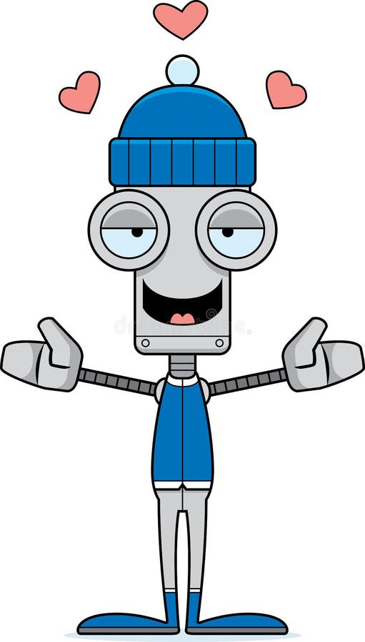 Cartoon Winter Robot Hug stock vector. Illustration of winter - 55524960