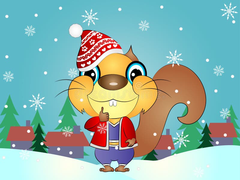 Cartoon Winter Squirrel stock illustration. Illustration of clothes ...