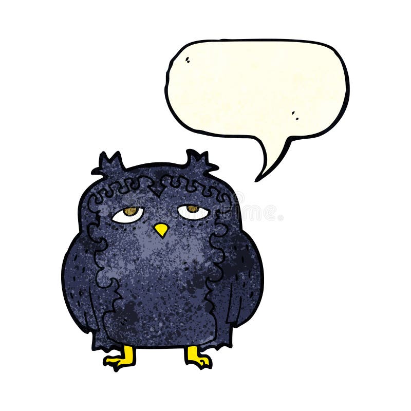 Cartoon Wise Old Owl with Speech Bubble Stock Illustration ...