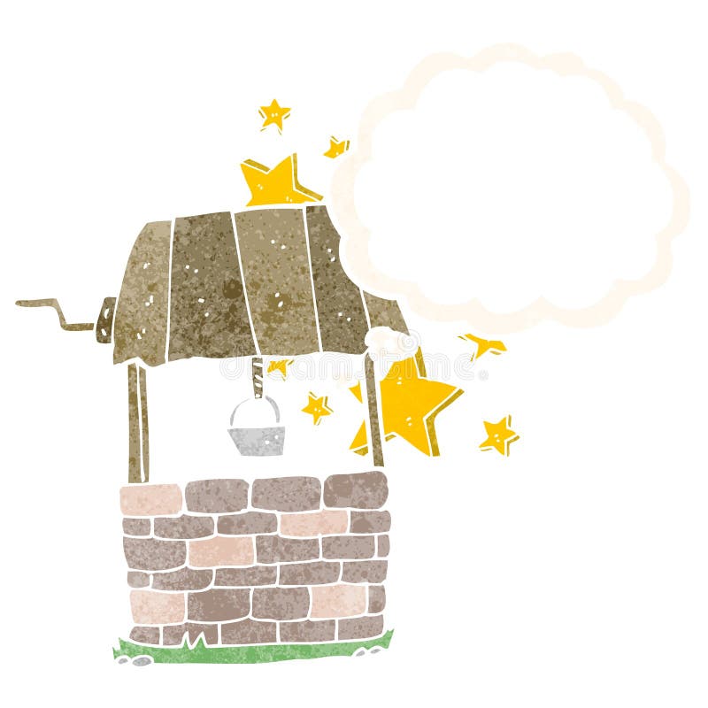Cartoon Wishing Well with Thought Bubble Stock Illustration ...