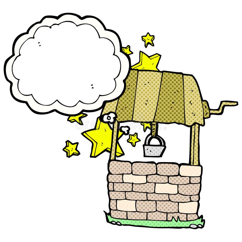 Cartoon Wishing Well with Thought Bubble Stock Illustration ...