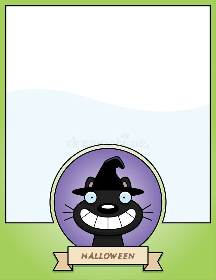 Cartoon Witch Cat Halloween Graphic Stock Vector - Illustration of ...