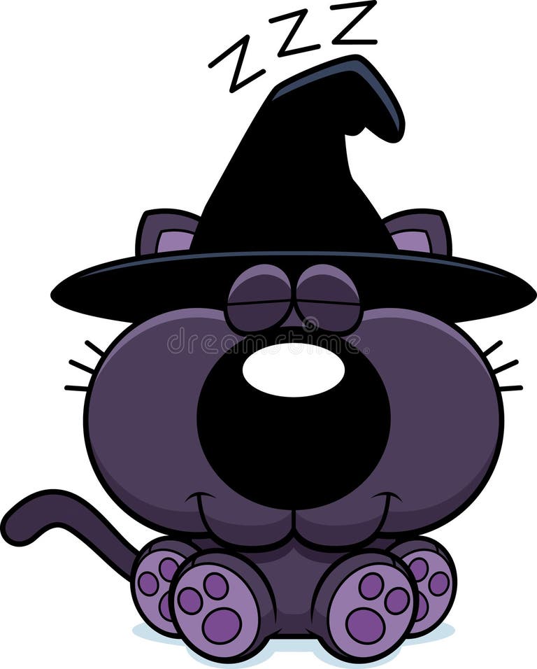 Cartoon Witch Cat Napping Stock Illustrations – 2 Cartoon Witch Cat ...