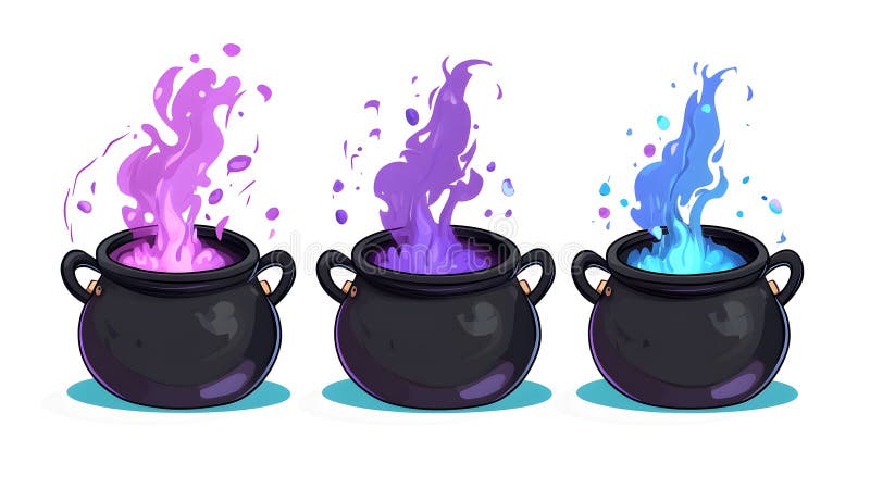 Cartoon Witch S Cauldron with Magic Potion and Smoke Stock Illustration ...