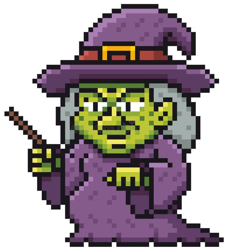 Pixel Art Witch stock vector. Illustration of concept - 105760626