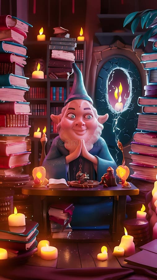 A Cartoon of a Wizard with a Book Called the Wizard Stock Illustration ...
