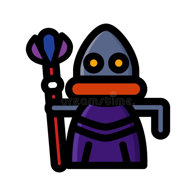 Cartoon Wizard Character with a Magic Wand and Armor. Black Magician ...