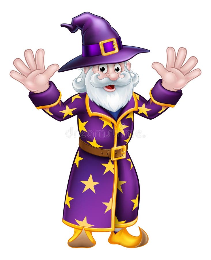 Cartoon Wizard with Wand stock vector. Illustration of costume - 32927179