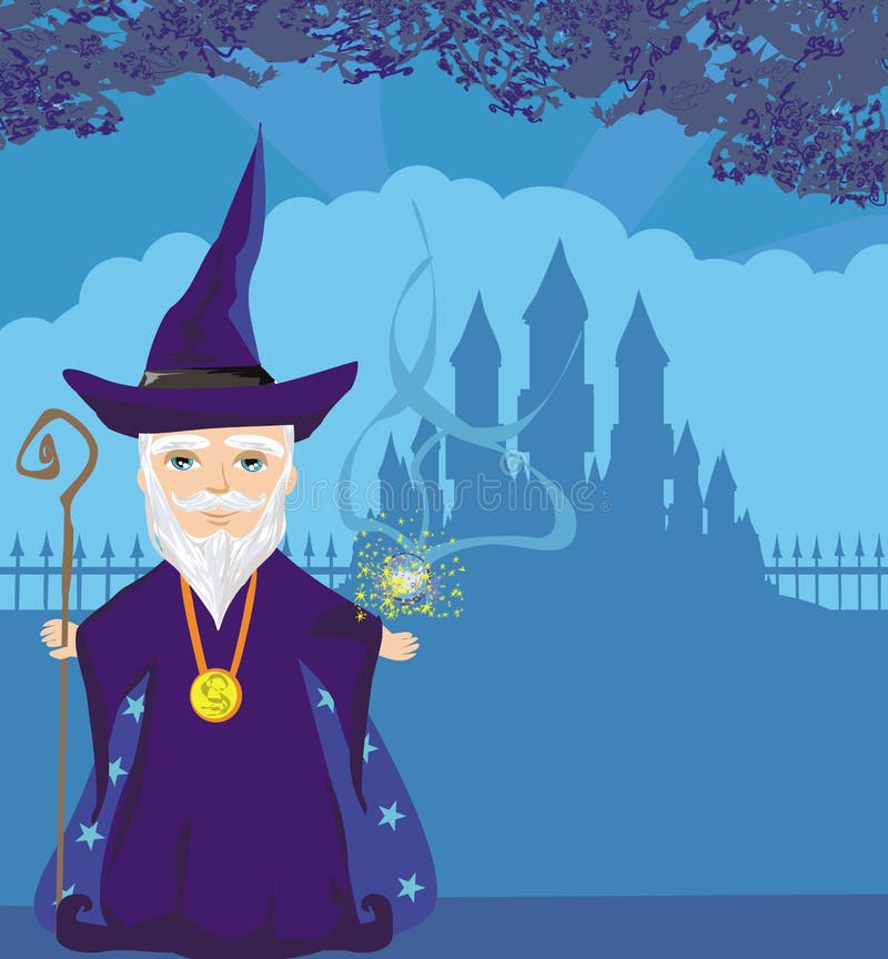 Cartoon Wizard with a Magic Ball Stock Vector - Illustration of magical ...