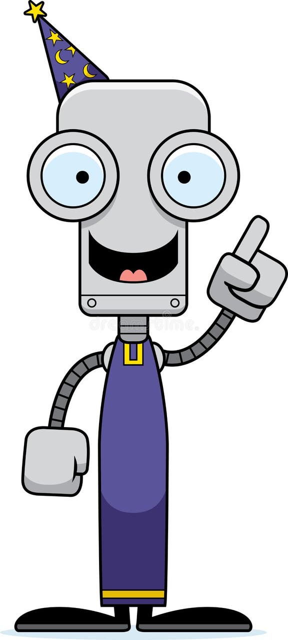 Cartoon Wizard Robot Idea stock vector. Illustration of technology ...