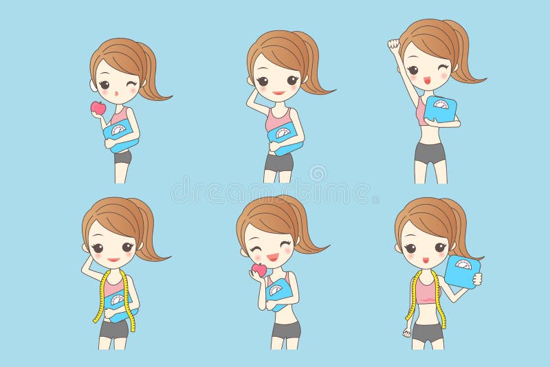 Cartoon Woamn Take Weight Scale Stock Vector - Illustration of exercise ...