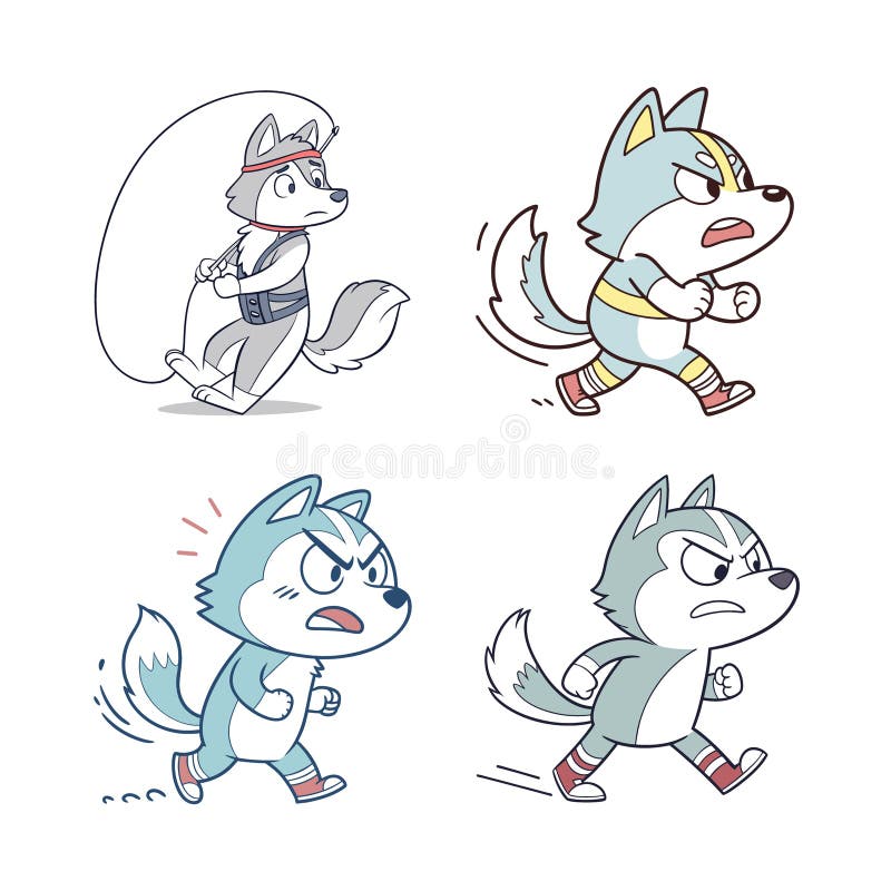 Cartoon Wolf Character Running Stock Illustrations – 602 Cartoon Wolf ...