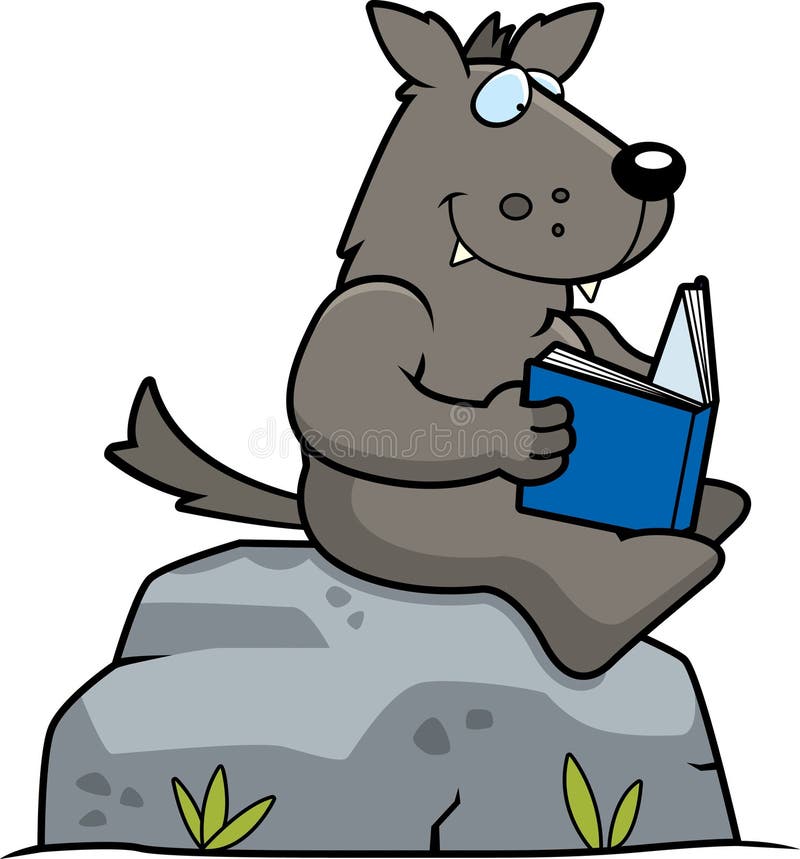 Cartoon Wolf Reading stock vector. Illustration of book - 41819853