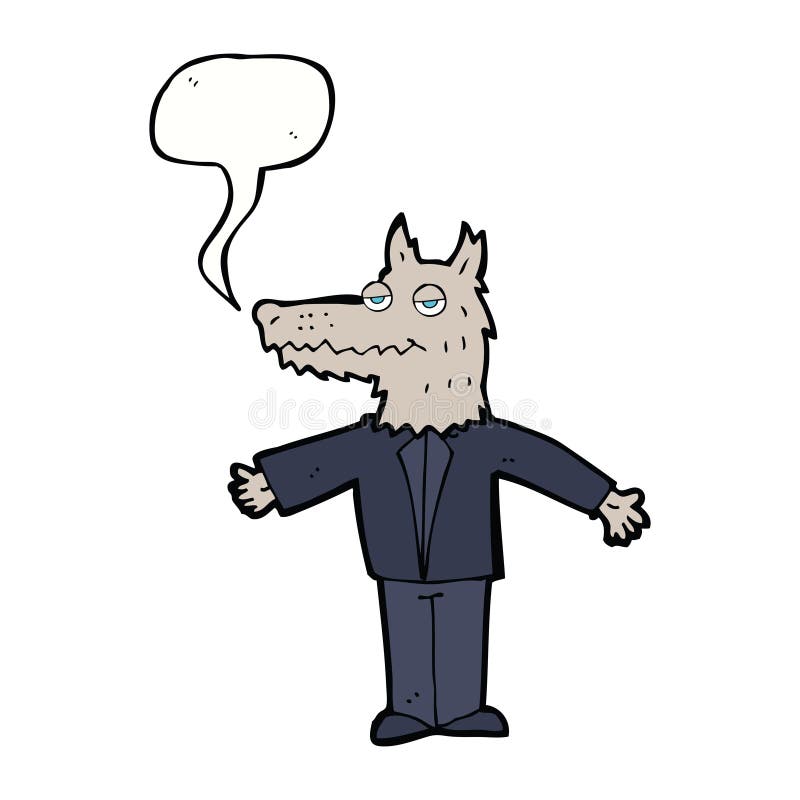 Cartoon Wolf with Speech Bubble Stock Illustration - Illustration of ...