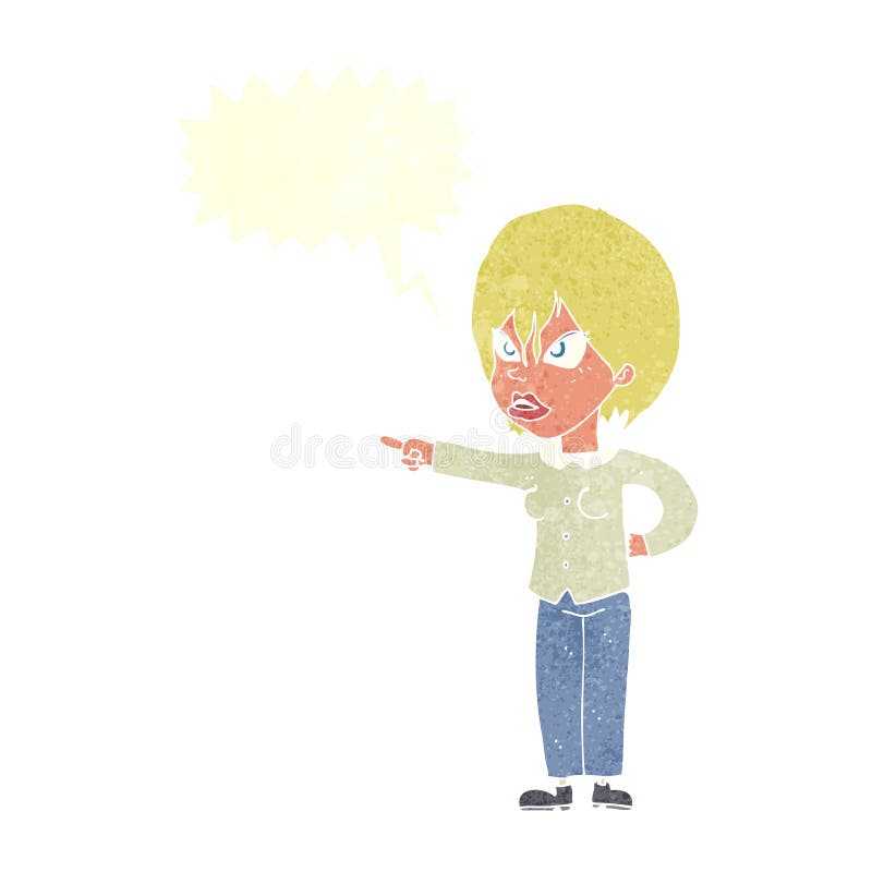Cartoon Woman Accusing with Speech Bubble Stock Illustration ...