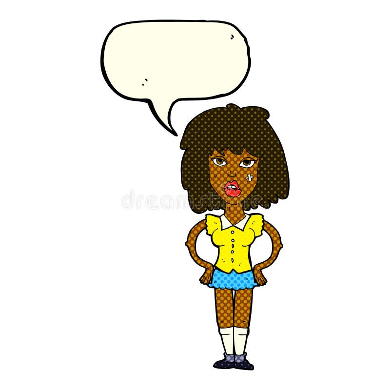 Cartoon Woman Been in Fight with Speech Bubble Stock Illustration ...