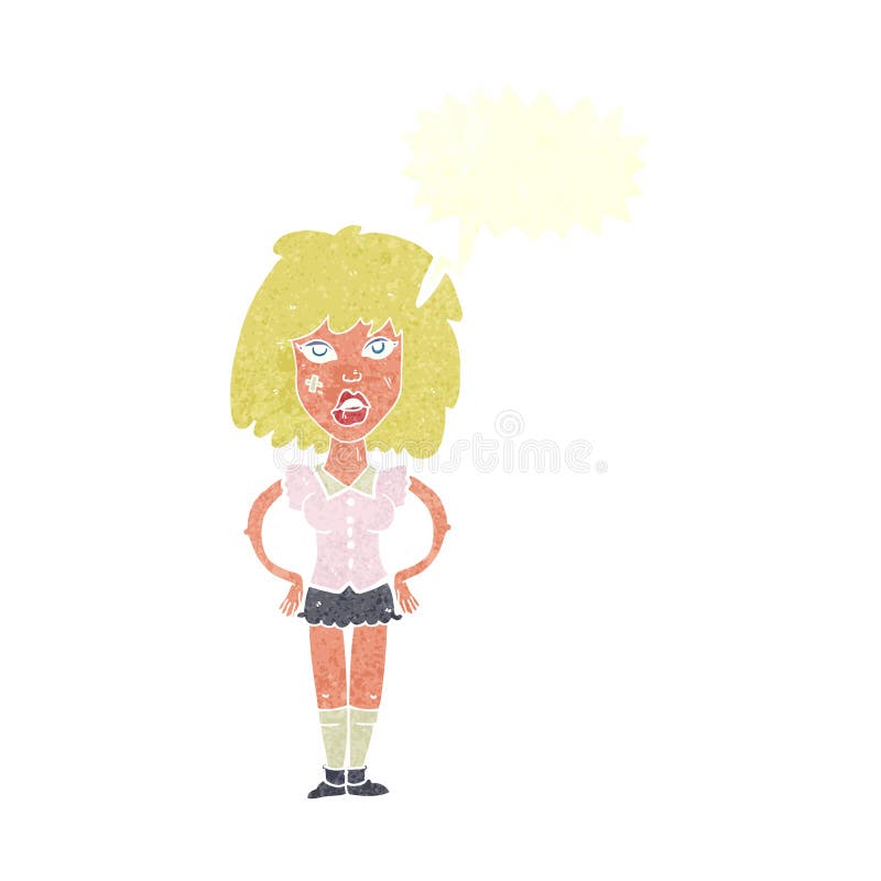 Cartoon Woman Been in Fight with Speech Bubble Stock Illustration ...