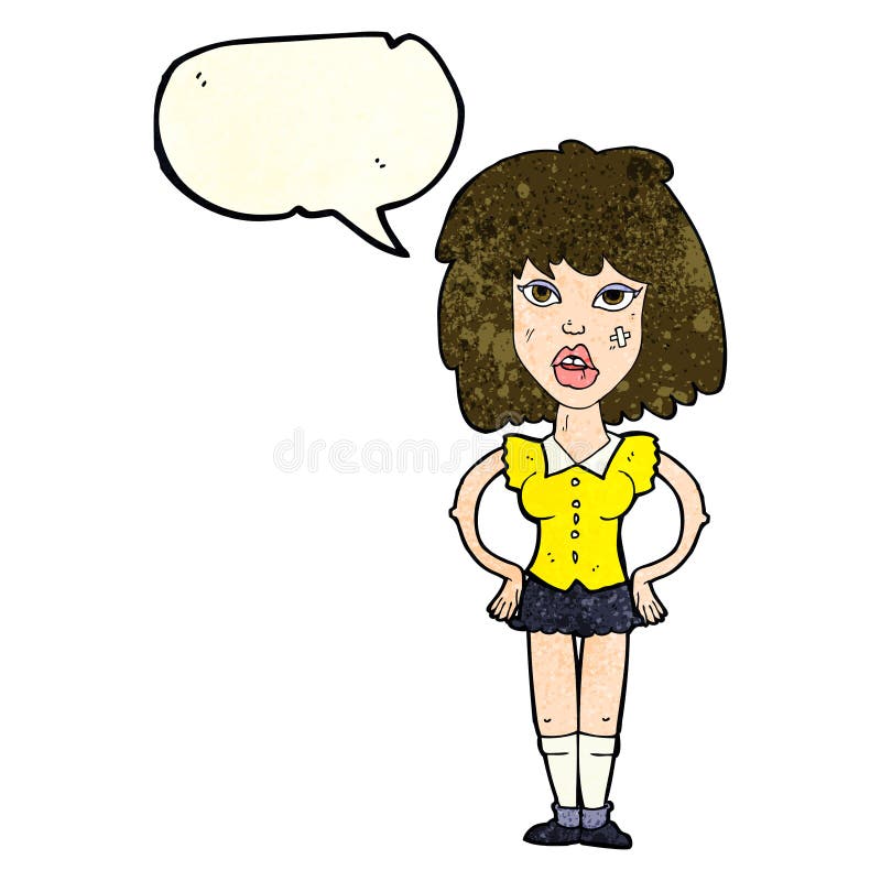 Cartoon Woman Been in Fight with Speech Bubble Stock Illustration ...