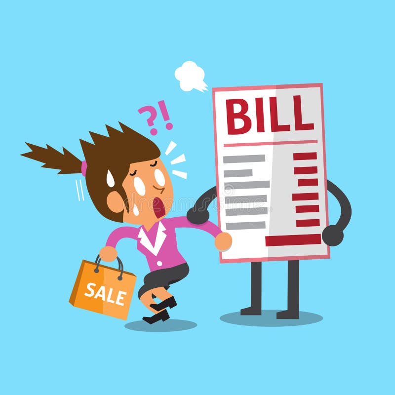 Cartoon a Woman and Bill Payment Stock Vector - Illustration of cartoon ...