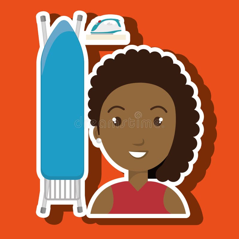 Cartoon Woman Board Ironing Clothes Stock Illustration - Illustration ...