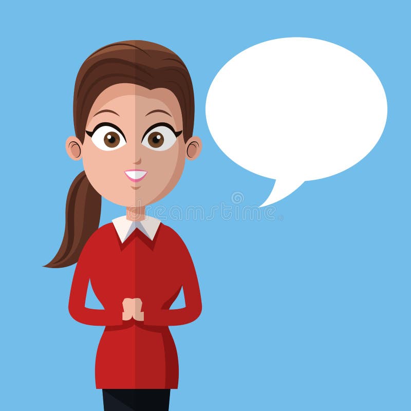 Cartoon Woman Business Manager Work Bubble Speech Stock Vector ...
