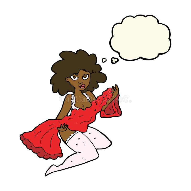 Cartoon Woman Changing with Thought Bubble Stock Illustration ...