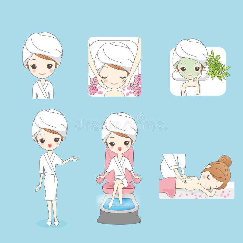Cartoon woman do spa stock illustration. Illustration of cosmetic ...