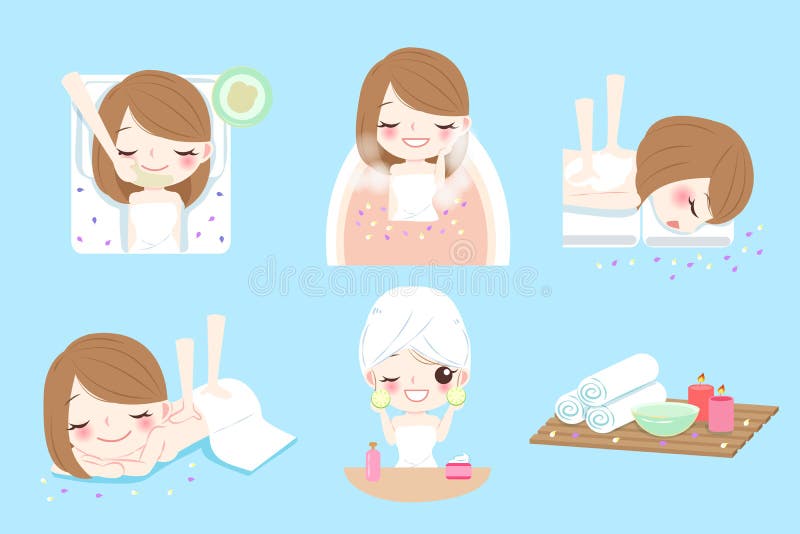Cartoon woman do spa stock vector. Illustration of female - 94906072