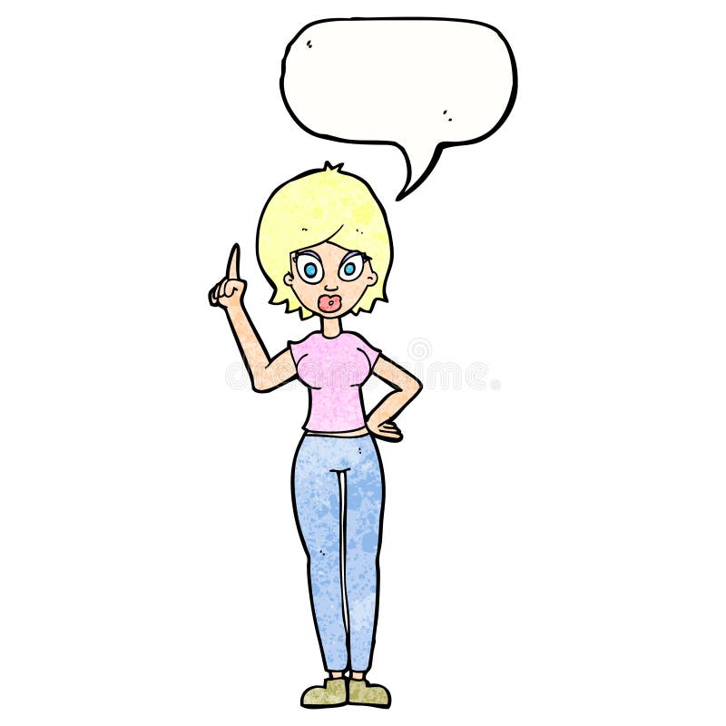 Cartoon Woman Explaining Her Point with Speech Bubble Stock ...