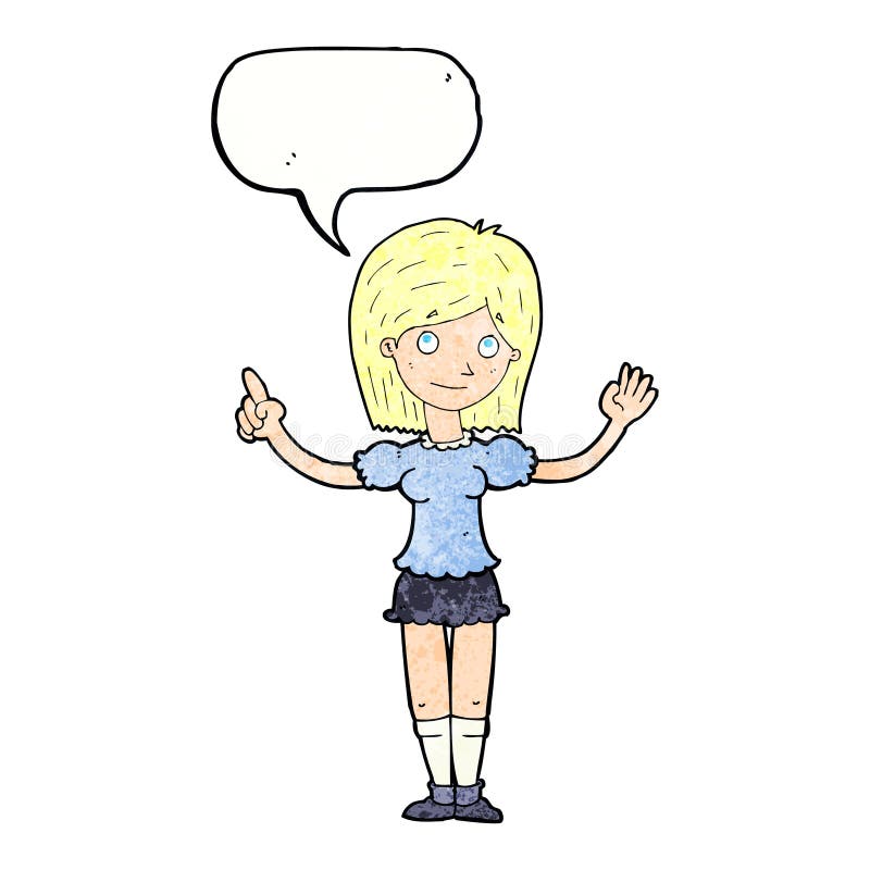 Cartoon Woman Explaining Idea with Speech Bubble Stock Illustration ...