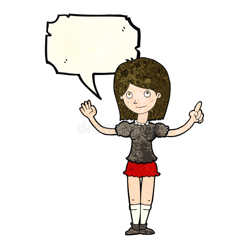 Cartoon Woman Explaining Idea with Speech Bubble Stock Illustration ...