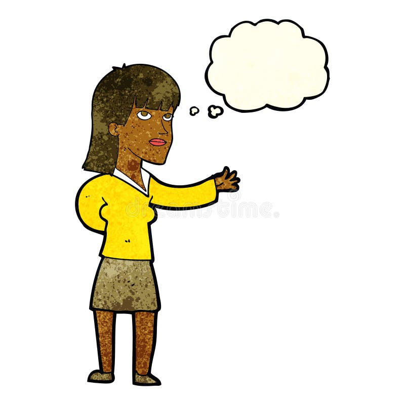 Cartoon Woman Explaining with Thought Bubble Stock Illustration ...