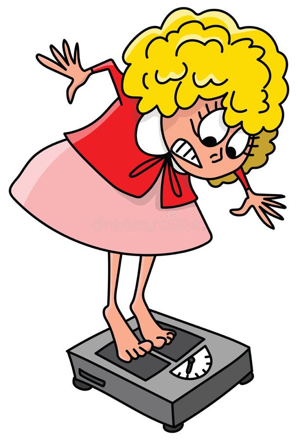 Cartoon Woman Gets Shocked As she Steps on the Scale Vector Stock ...