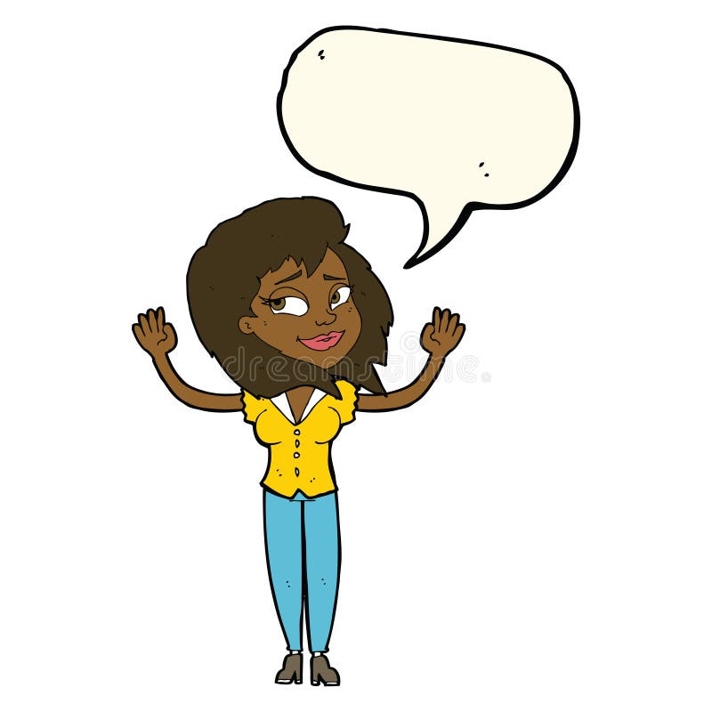 Cartoon Woman Giving Up with Speech Bubble Stock Illustration ...