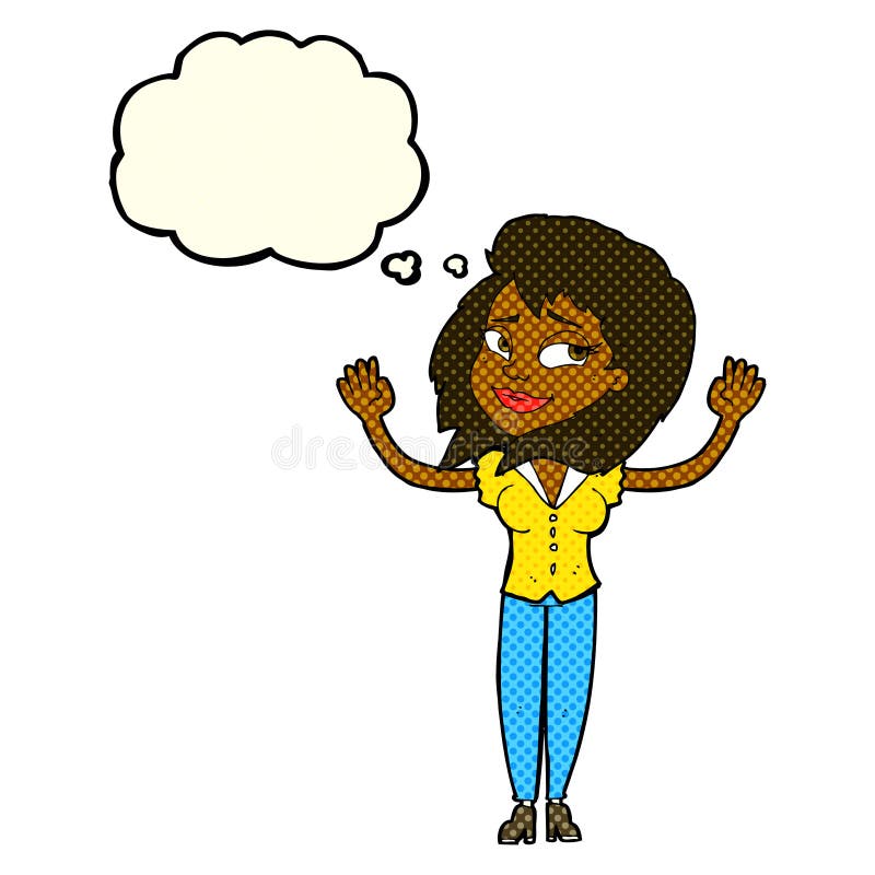 Cartoon Woman Giving Up with Thought Bubble Stock Illustration ...