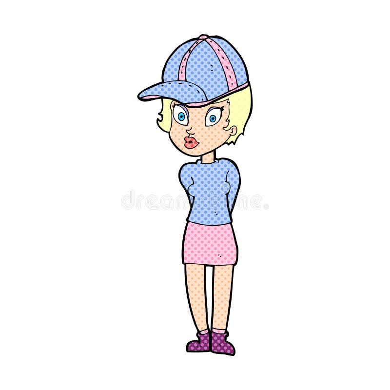Cartoon woman in hat stock illustration. Illustration of female - 52971093