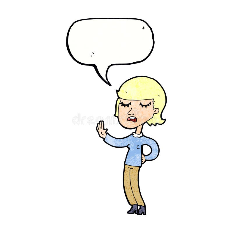 Cartoon Woman Ignoring with Speech Bubble Stock Illustration ...