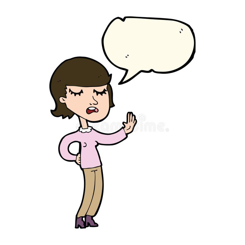 Cartoon Woman Ignoring with Speech Bubble Stock Illustration ...
