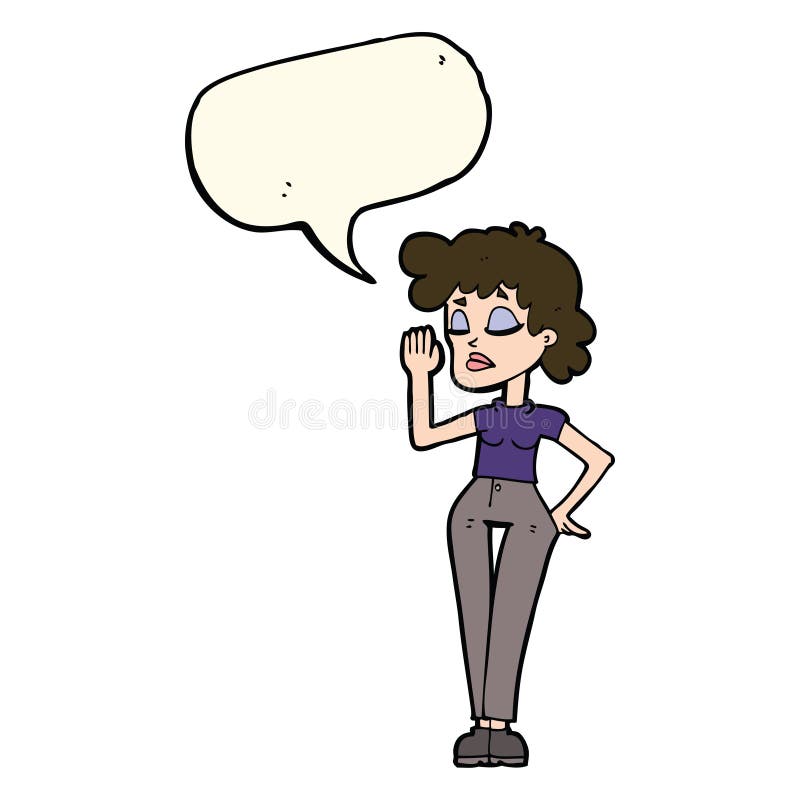 Cartoon Woman Ignoring with Speech Bubble Stock Illustration ...