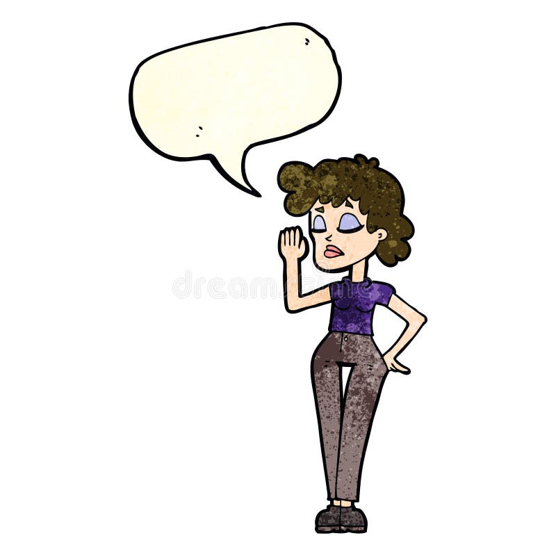 Cartoon Woman Ignoring with Speech Bubble Stock Illustration ...